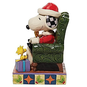 Enesco Peanuts by Jim Shore Santa Snoopy and Woodstock Figurine, 4.33 Inch, Multicolor