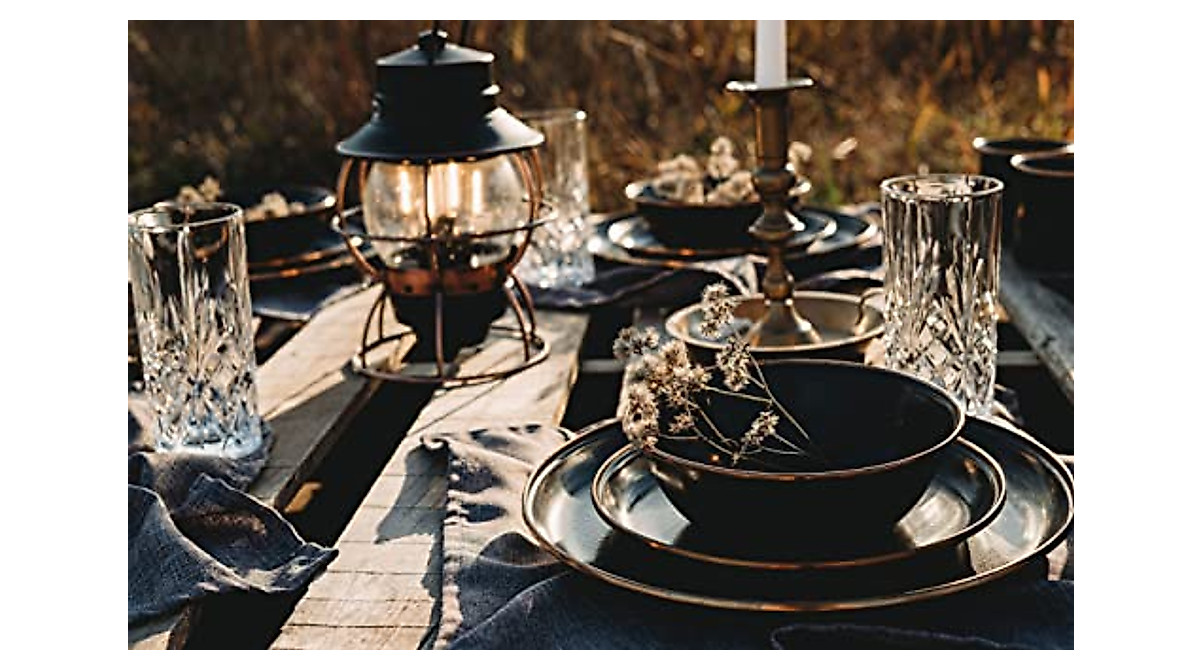 Barebones Enamel Deep Plates - Durable Camping Set, Charcoal