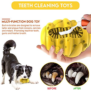 iPetzi Slow Feeder Dog Toys for Aggressive Chewers - Extra-Tough, Safe Rubber - Bite-Proof Slow Treat and Food Dispenser - Interactive Teeth Cleaning Toy - Honey Milk Flavor and Scent, Yellow Beehive