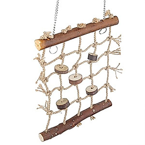 Bird Climbing Net Hemp Rope Bird Climbing Ladder Hanging Cage Chew Toy Play Gym Hanging Swing Net for Parrots, Budgies, Parakeets, Cockatiels, Conures, Macaws, Lovebirds, Finches