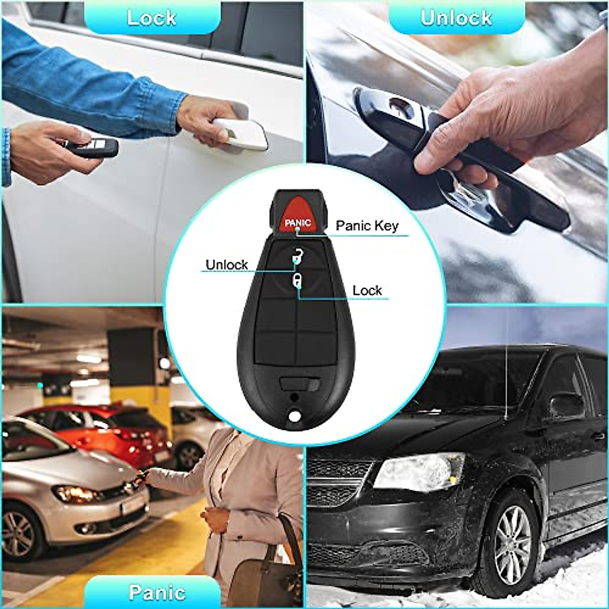X AUTOHAUX 2pcs Replacement Keyless Entry Remote Car Key Fob M3N5WY783X 433Mhz for Dodge Grand Caravan Challenger Charger Durango for Ram 3 Button with Door Key