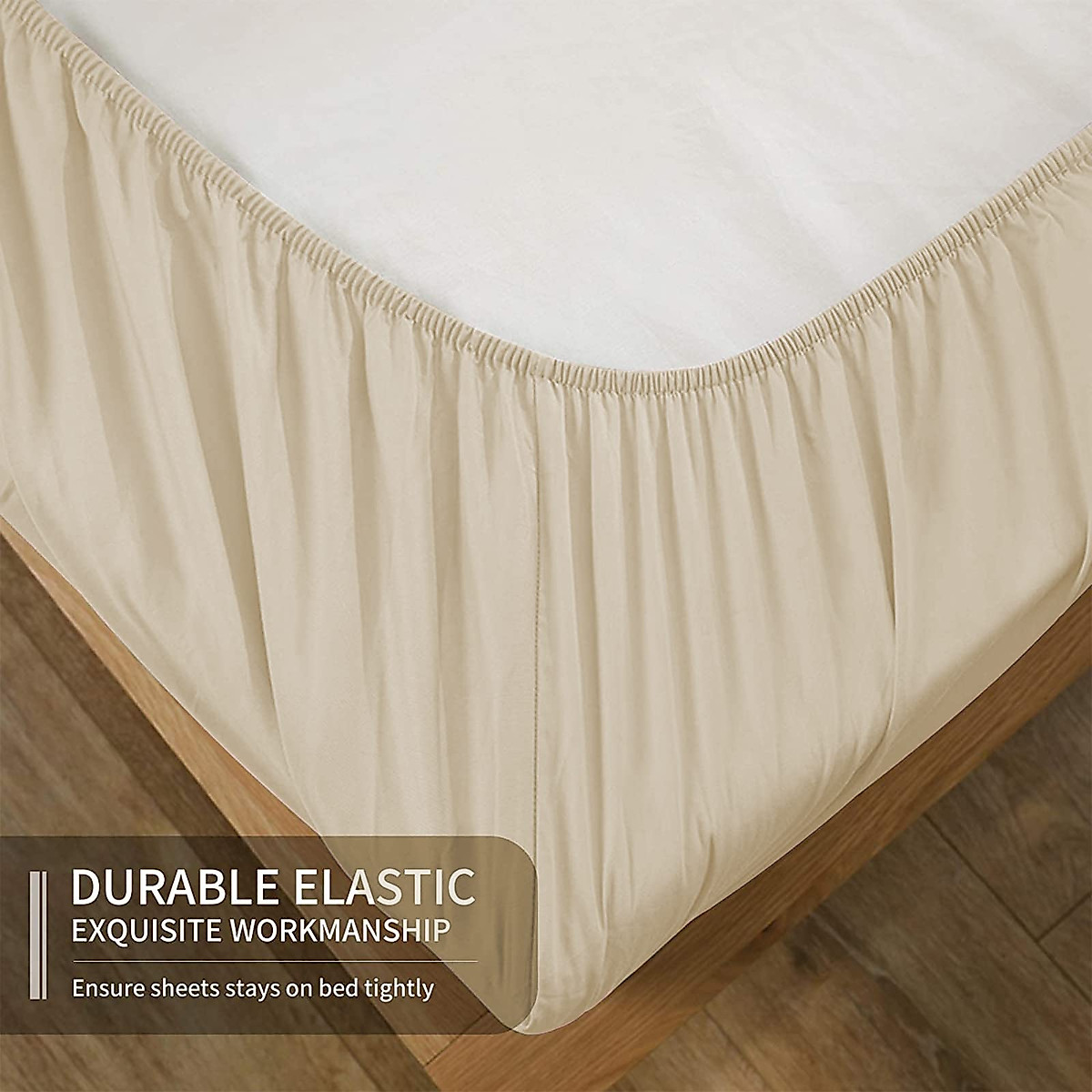 EaseHome Beige Full Size Sheets Set Deep Pocket to 18 inch Mattress 4 Piece - Premium Bedding Sheets & Pillowcases Collection - Extra Soft Wrinkle, Fade, Stain Resistant