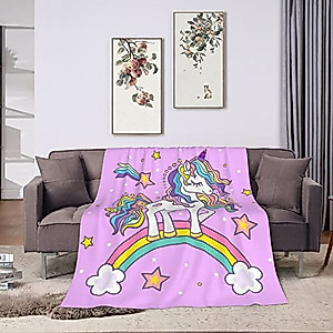Rainbow Unicorn Blanket Unicorn Gifts for Girls Super Warm Soft Cozy Cute Cartoon Unicorn Fleece Throw Blanket Plush Flannel Blankets for Girls Women Birthday Gifts 40"X50"