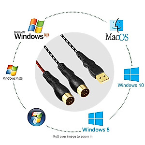 NUOSIYA MIDI Cable, MIDI to USB Interface Cable 4.5FT,MIDI Interface in-Out to USB Cord Adapter with Indicator for Piano Keyboard to PC Mac Laptop,Arranger Keyboard Tool