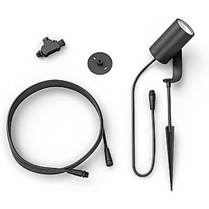 Philips Hue Lily White & Color Outdoor Smart Spot Light Extension (Hue Hub & Power Source Required), 1 Hue White & Color Smart Spot Light + Mount kit, Works with Alexa, HomeKit & Google Assistant