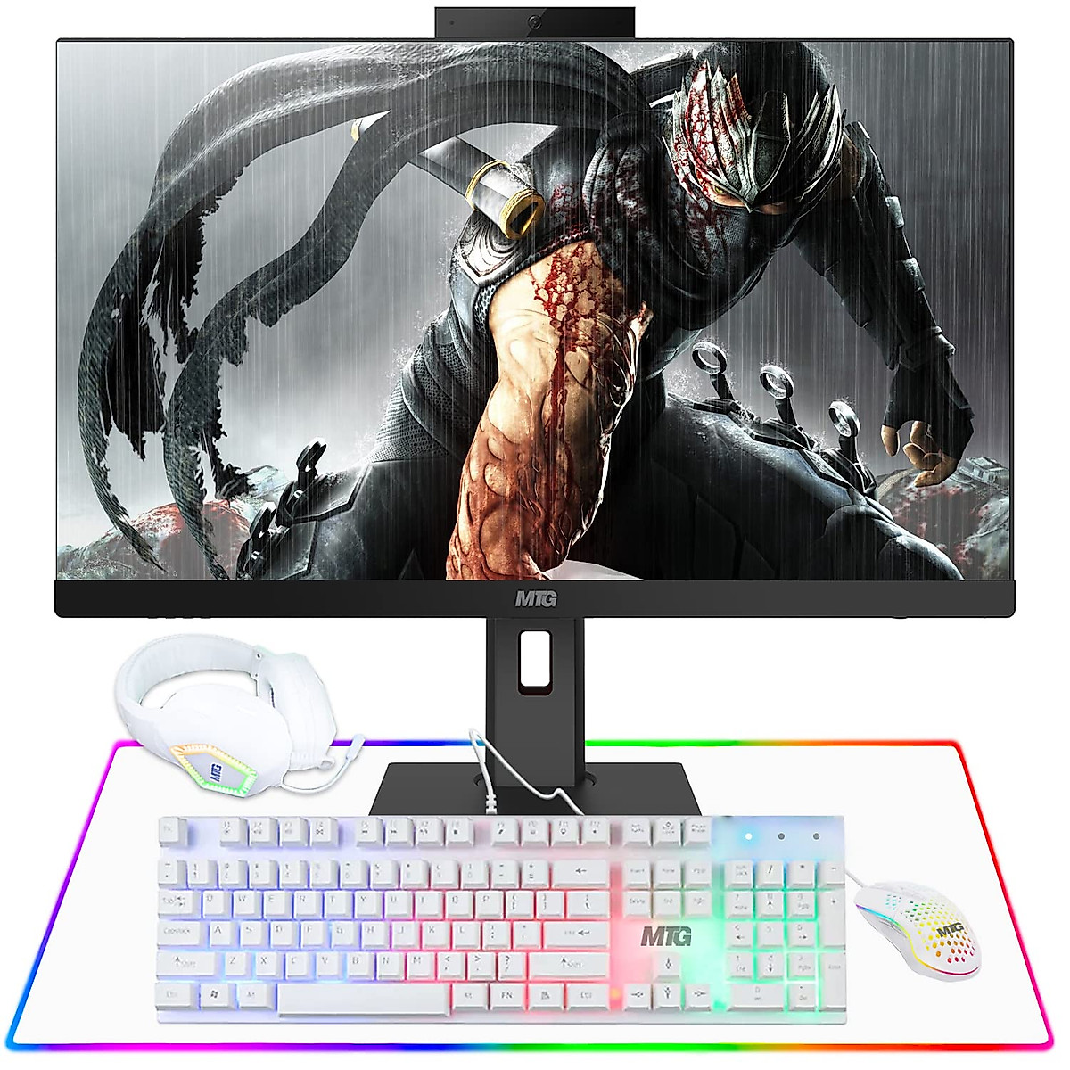 Gaming All in One PC 24 Inch FHD Touchscreen, MTG Yama, Intel Core i5 10th Gen, 16GB RAM, 1TB NVME and 2TB SSD, NVIDIA GT 730 4GB DDR3 Graphics, Webcam, Gaming Kit, Windows 11 Home