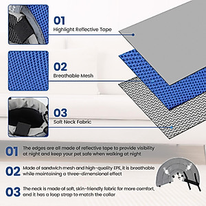 PETTOM Soft Dog Cone Collar, Adjustable Dog Recovery Cone Collar, Reflective Bands Breathable Elizabethan Collar for Large Medium Small Dogs Anti-Bite Anti-Lick Protective Wound (L)