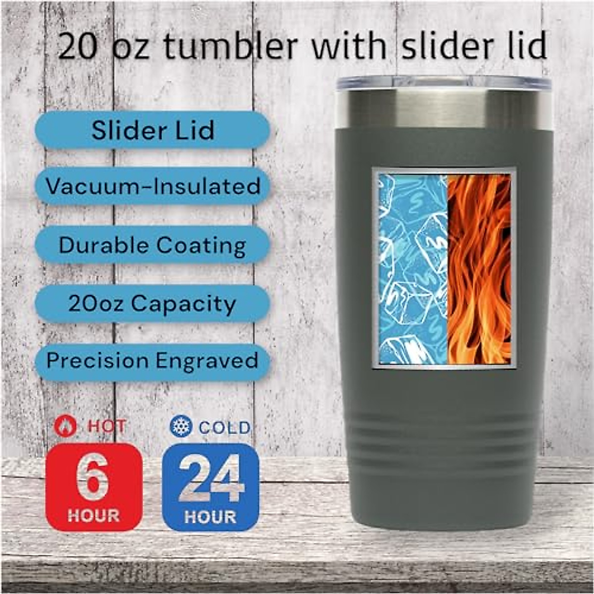 ETCHIFIED Personalized 20oz Stainless Steel Tumbler with Slider Lid - Vacuum Insulated Travel Mug, Add a Name - Keeps Hot or Cold for Hours