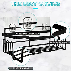CXYHMG Adhesive Shower Caddy Bathroom Shelf, 2 Pack Shower Organizer, Large Capacity, Rustproof, for Bathroom or Kitchen. (BLACK)