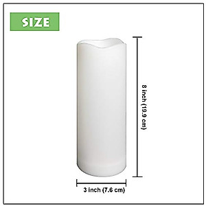 2 Pack Outdoor Flameless Pillar Candles with Remote and Timer Waterproof Battery Operated Electric LED Candle Set for Gift Home Décor Party Wedding Supplies Garden Christmas Decoration, 3” x 8”