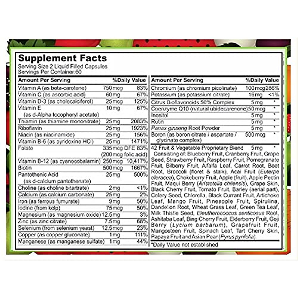 SJJ DEPOT 120 Multivitamin Fruit and Vegetable Liquid Capsules, Loaded Multivitamins, Supplements, Multiple Vitamin has Joint Heart Brain Antioxidants, Daily Women Men Senior Adult Multi Vitamins