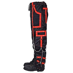 Gothic Men's Bondage Gothic Cyber Pant Chain Techno Rock Punk Shorts Trouser Pants/USA (36) Black/Red