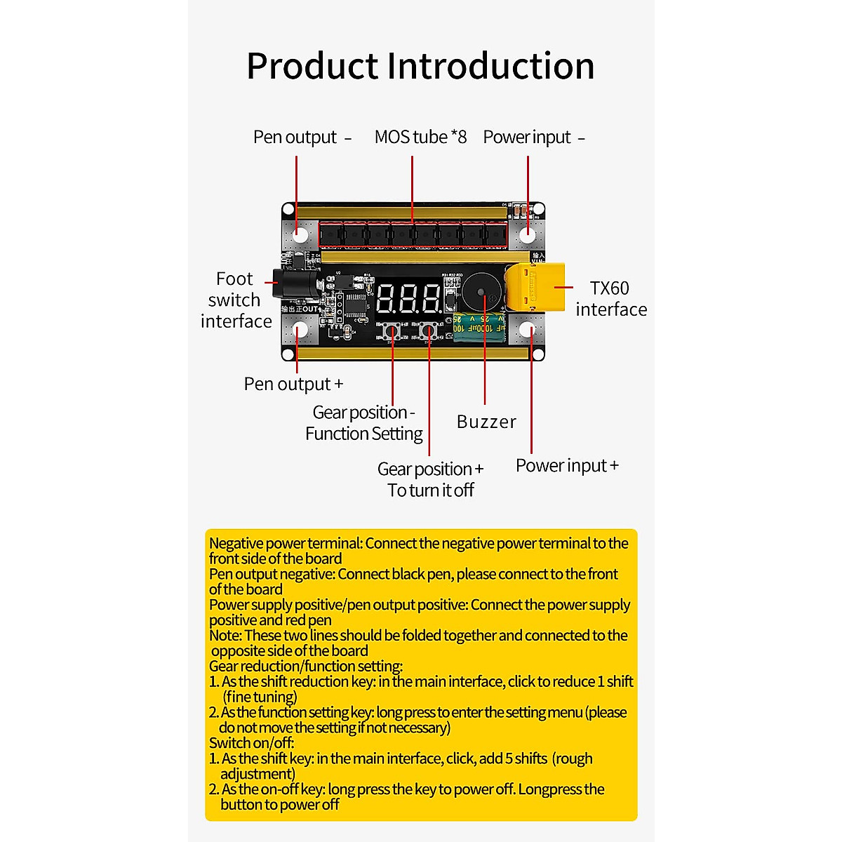 Mekek Spot Welder Control Board, 99 Levels 12V 2400A Spot Welder Kit, Handheld Portable DIY Spot Welding Machine PCB Circuit Board for 18650 Lithium Battery (with housing)