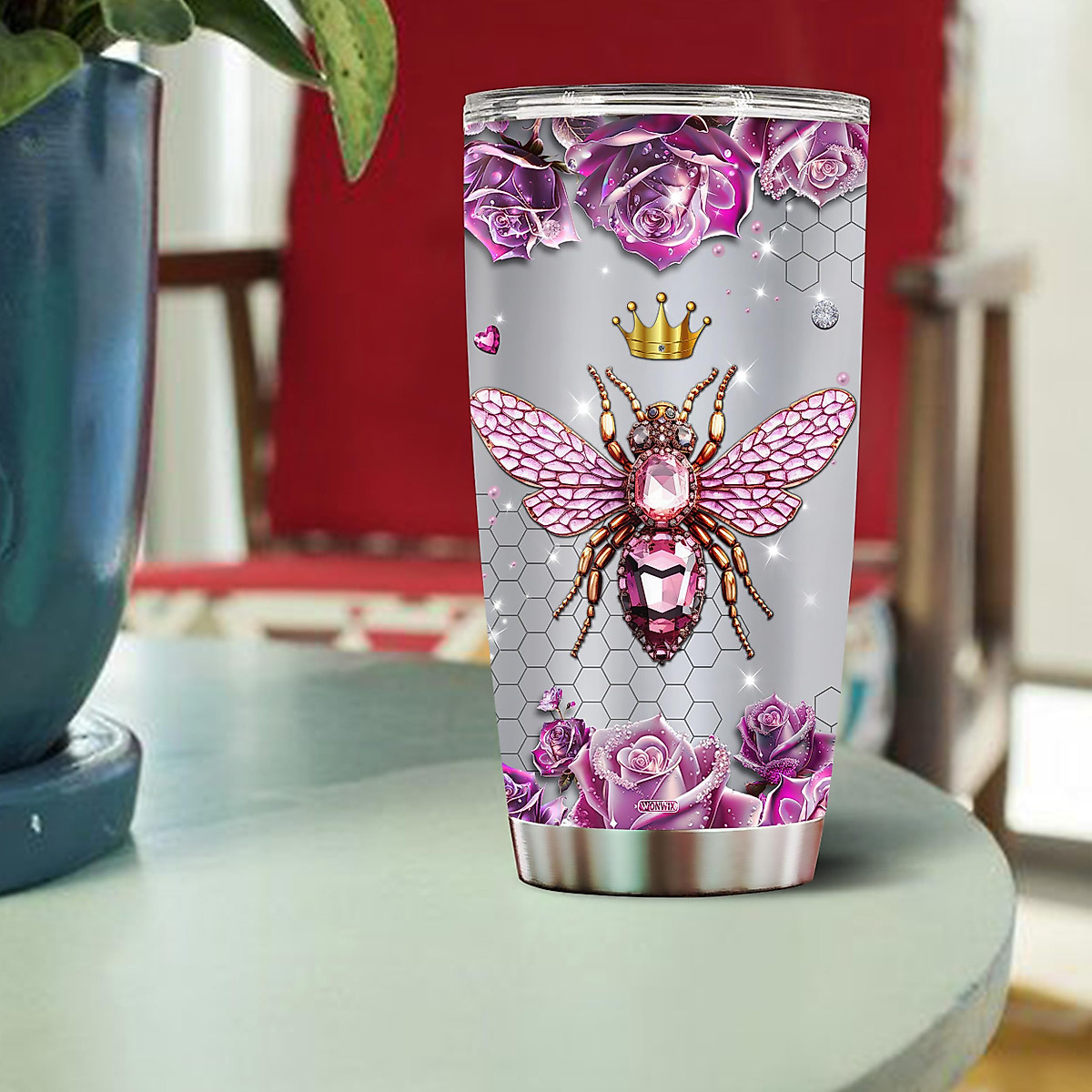 WONWIX Personalized Queen Bee Gifts for Women Insulated 20oz Stainless Steel Gift for Girls, Wife, Daughter Bee Lovers, Water Bottle, Travel Cups Tumblers Christmas Birthday Mother's Day Valentine