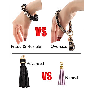 BVGA Wristlet Keychain Bracelet with Wallet，Silicone Bead keyring Bracelet Bangle Car Key Ring Holder Tassel Keyring for Women