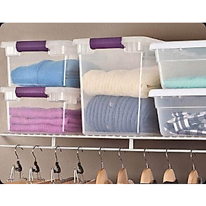 Sterilite 27 Qt ClearView Latch Storage Box Stackable Bin with Latching Lid, Plastic Container to Organize Clothes in Closet, Clear Base, Lid, 12-Pack