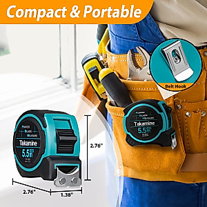 Takamine Professional Tape Measure with Magnetic Hook, Self-Lock,5.5m Power Blade Measure,Retractable Measuring Tape,Easy to Read for Craftman,Engineers