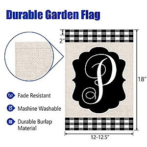 Swooflia Monogram Garden Flag Initial Letter P Small Buffalo Plaid Yard Flag for Outdoor Outside Decor Burlap Garden Banner 12x18 Inch Double Sided HYQ-240