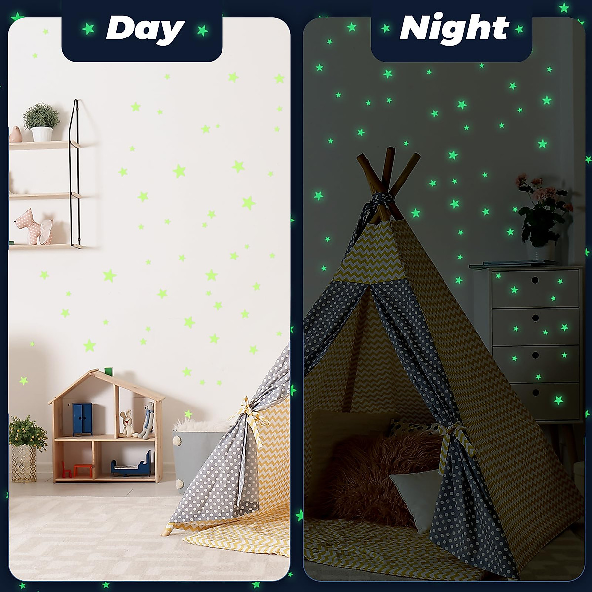 Glow in The Dark Stars Stickers for Ceiling, 514Pcs 3D Room Wall Decor Ceiling Stars Glow in The Dark Star Stickers Glow in The Dark Wall Decals for Kids Bedding Room or Party Birthday Gift