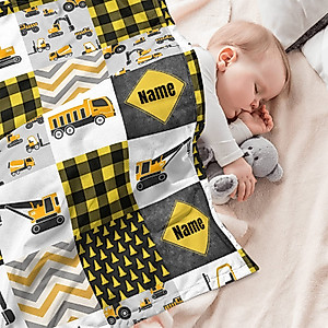 Munific Personalized Crib Bedding Set for Baby Boys, Custom Baby Boy Crib Bedding Set with Name, 2 Piece Construction Truck Baby Nursery Bedding, Crib Comforter, Crib Fitted Sheet for Babies