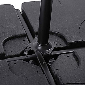 Sunnyglade 4PCS 176LB Square Shaped Water Or Sand Filled Umbrella Base Cantilever Offset Patio Market Umbrella Base Stand with U Locking (Black)