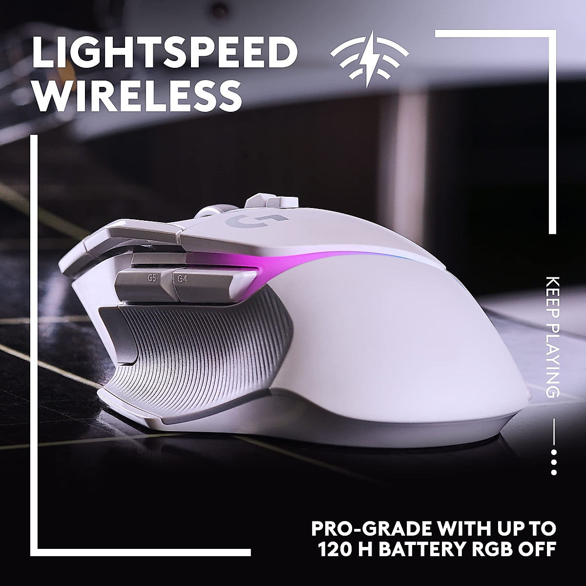 Logitech G502 X Plus Lightspeed Wireless Optical Mouse - LIGHTFORCE hybrid switches, LIGHTSYNC RGB, HERO 25K gaming sensor, compatible with PC - macOS/Windows - White