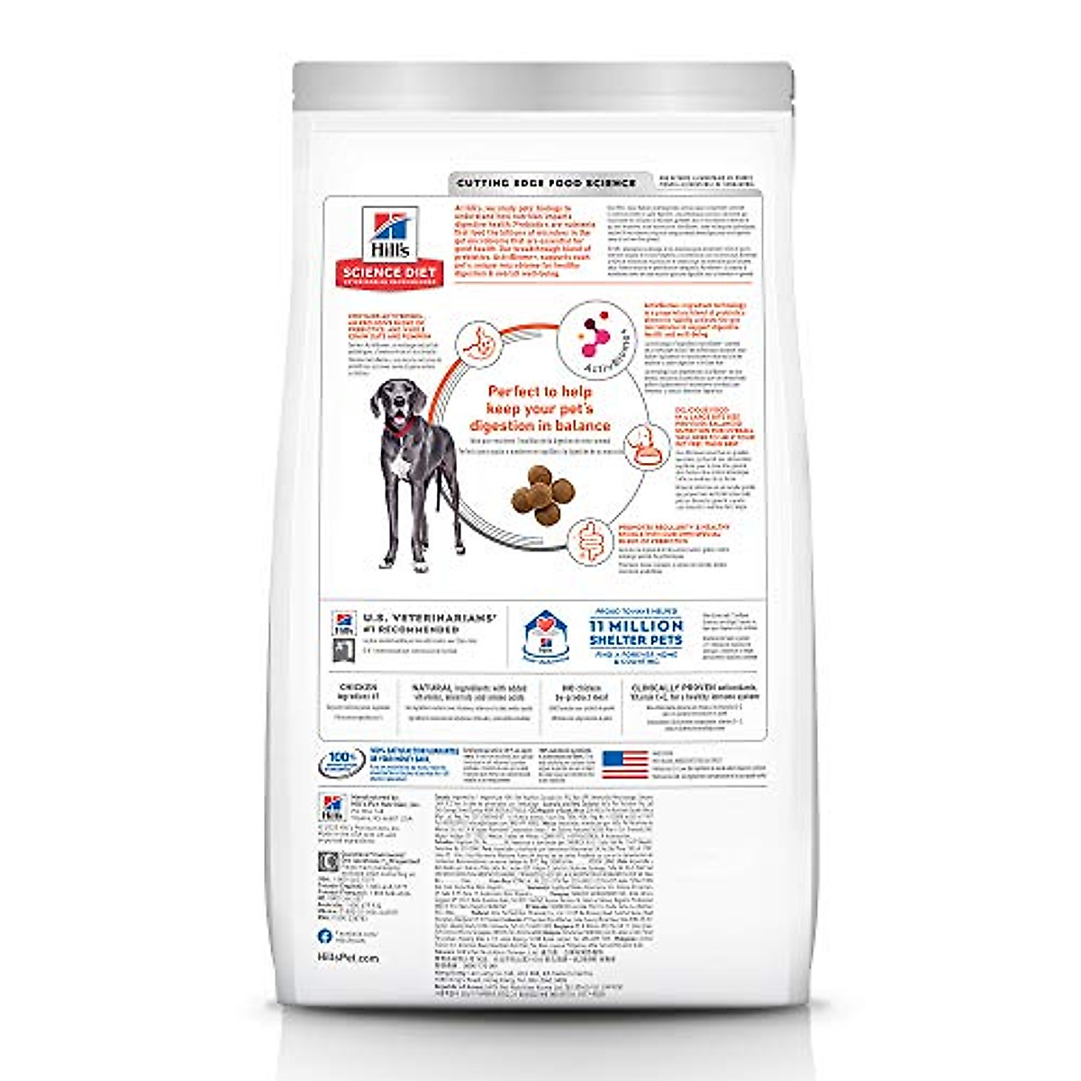 Hill's Science Diet Adult, Large Breed Dog Dry Food Perfect Digestion Chicken 22 lb Bag