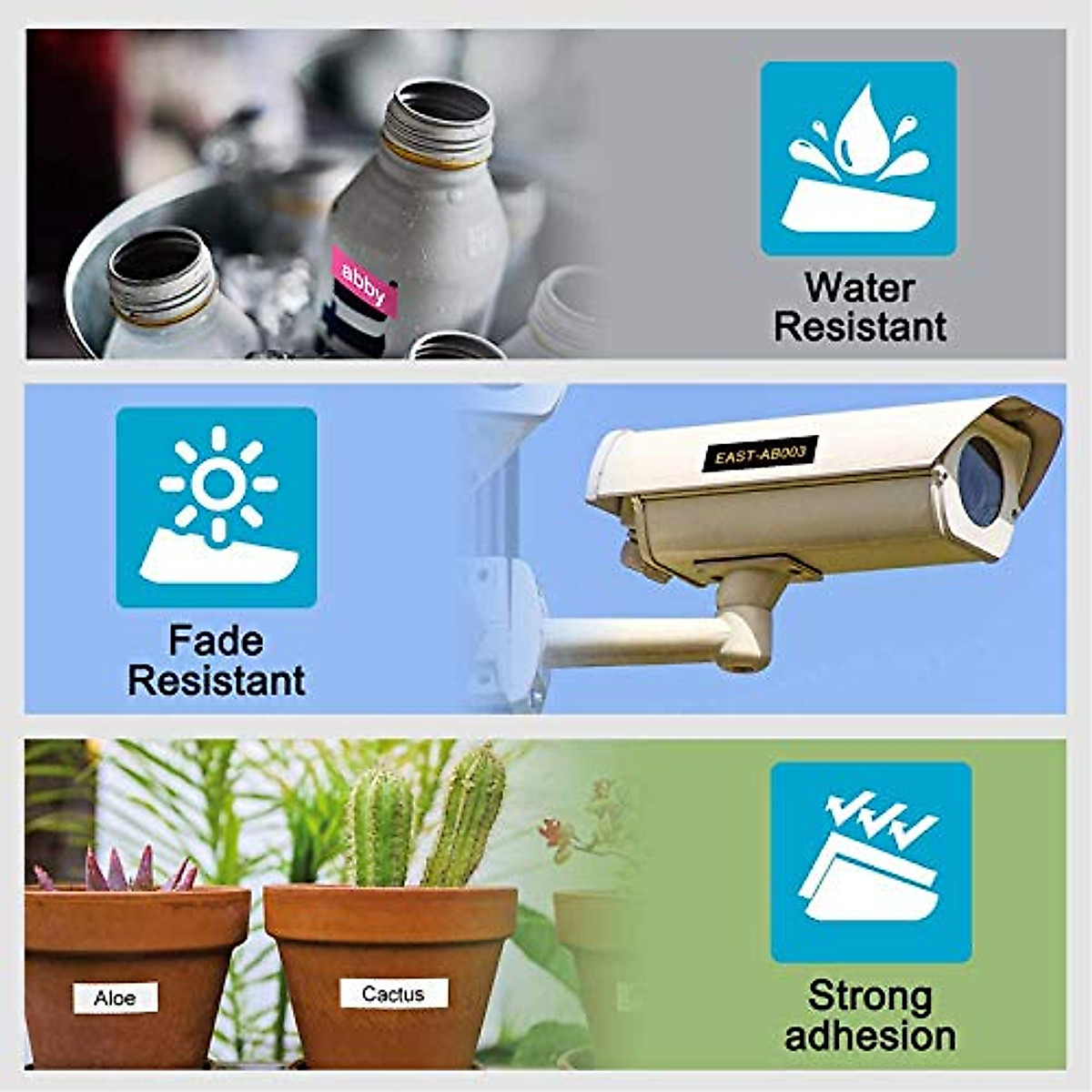 12mm 0.47Inch TZ Ptouch Label Maker Tape Compatible for Brother P Touch PTD210 PTD200 PTH110 PTD400 PTD600 Label Maker, (White/Gold/Pastel Blue/Turquoise Blue/Black/Berry Pink), 6 Pack