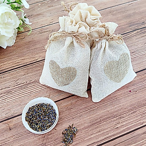 SumDirect Heart Burlap Bags with Drawstring - 36Pcs 4x6 Inch Beige Small Linen Gift Pouch for Wedding，Baby shower Favor Gift Bags