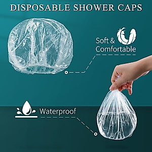 MORGLES Shower Caps Reusable Waterproof, 100 Pcs Disposable Plastic Shower Caps for Women Bathing, Hair Salon Home & Travel Use