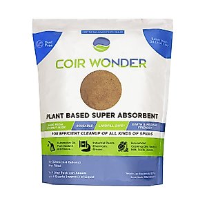Coir Wonder 3-in-1 Oil Absorbent, Paint Hardener & Sweeping Compound – 9 Liter (9.5 Quart) – for Oil, Biohazard, Spill Kit – Granular Powder – Solidifies 20 Cups Fry Cooking Oil Without Heat
