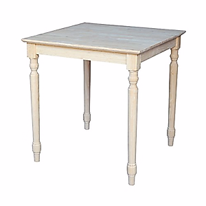 International Concepts Square Solid Wood Top Table with Turned Legs, 30-Inch