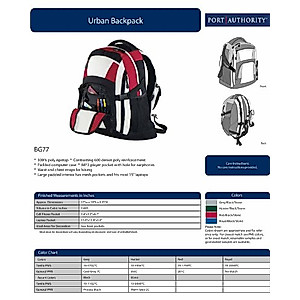 Port Authority Organizer Pocket Urban Backpack, Grey/Black/Stone, One Size