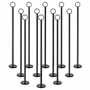 New Star Foodservice 27730 Ring-Clip Table Number Holder/Number Stand/Place Card Holder, 18-Inch, Set of 12, Black Finish