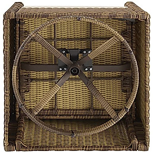 Crosley Furniture Bradenton 5-Piece Wicker Outdoor Sofa and Swivel Rocker Patio Furniture Set for Porch, Brown with Sand Cushions