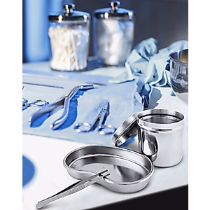 QWORK Medical Tray with Sterilizing Jar and Tweezer, Stainless Steel Sterilizer Surgical Tray, Instrument Tray