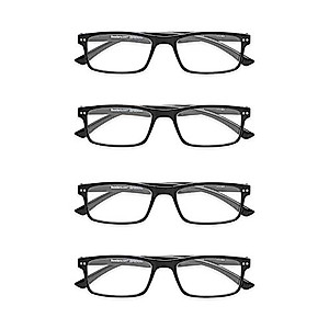 Readers Readers.com Fully Magnified Reading Glasses: The Cordon - 4 Pairs, Classic Rectangle for Women and Men - Black, 2.50