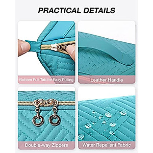 BAGSMART Makeup Bag Cosmetic Bag, Travel Makeup Bag,Water-resistent Makeup Bags for Women Portable Pouch Open Flat Make Up Organizer Bag for Toiletries, Brushes, Teal