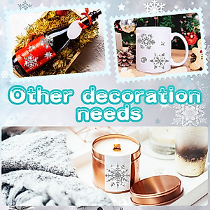 Yexiya 520 Pcs Christmas Envelope Seal Sticker Glitter Snowflake Sticker Label Christmas Sticker Xmas Snowflake Dot Envelope Sticker Seal for Christmas Card Envelope Box Decoration (Silver, 10 Sheets)