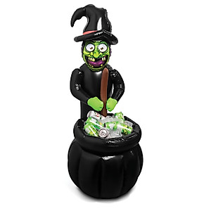 48" Inch Inflatable Witches Cauldron Candy Holder Bowl - Up to 72 Drink Beverage Cooler and Ice Chest Party - Inflables De Halloween Enfriador Candy Caldron
