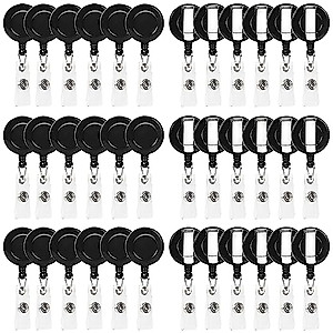 Simetufy 36 Pack Badge Reels Retractable Badge Holders Badge Clip for ID Holder, Name Card Holder with Belt Clip, Black