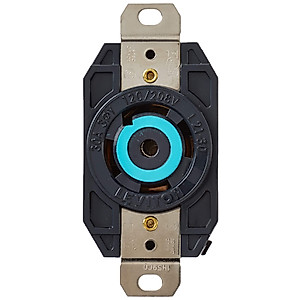 Leviton 2810 30 Amp, 120/208 Volt- 3PY, Flush Mounting Locking Receptacle, Industrial Grade, Grounding, V-0-Max, Black