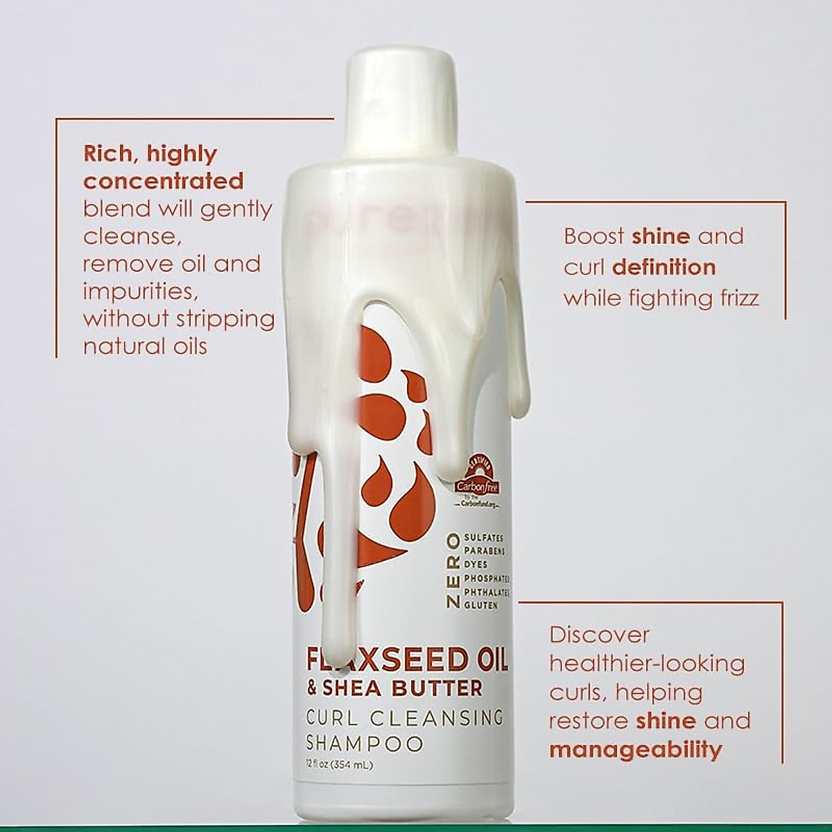 Purezero Flaxseed Oil & Shea Butter Shampoo and Conditioner Set - Curl Care - For Curly Hair Detangle & Defrizz - Zero Sulfates/Parabens/Dyes -100% Vegan & Cruelty Free - Great For Color Treated Hair
