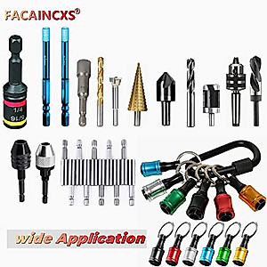 6 Color Drill Extension Bit Holder, 1/4inch Hex Shank Aluminum Alloy Screwdriver Bits Holder Extension Bar Drill Screw Adapter Change Keychain Portable 2023 Upgraded