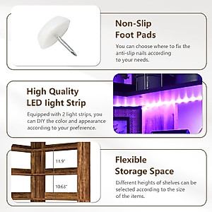 4 EVER WINNER Corner Bookshelf with LED Light, 7 Tiers Wooden Large Corner Bookcase, 71" Tall Corner Etagere Bookcase Book Shelf Display Rack for Home Office Living Room