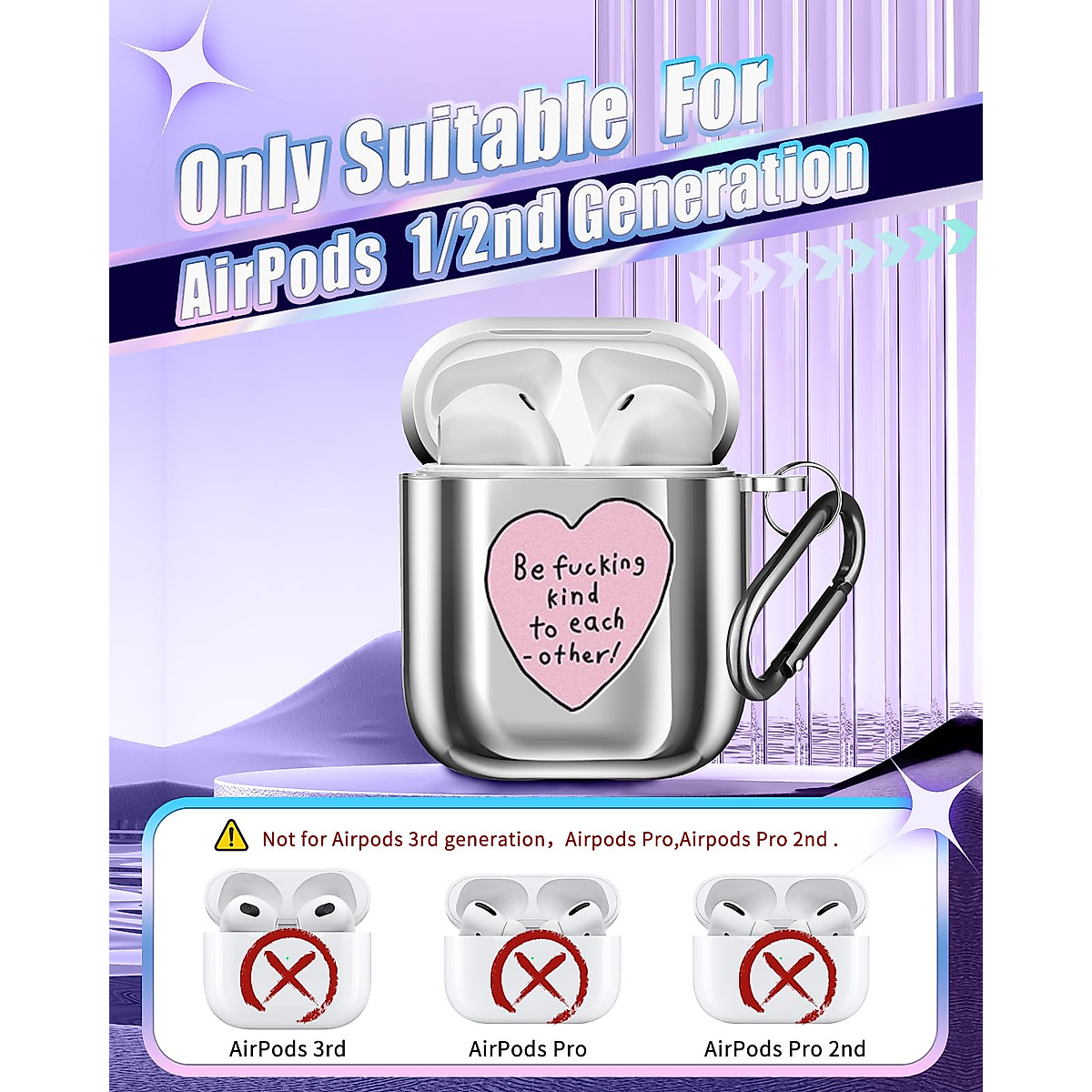 Ayochan for AirPods 2nd/1st Generation Case Cover for Women Cute Love Heart Funda Girly Pretty Aesthetic Kawaii Unique Design with Keychain Protector Estuche Soft TPU for Apple AirPod 2/1 Gen Cases