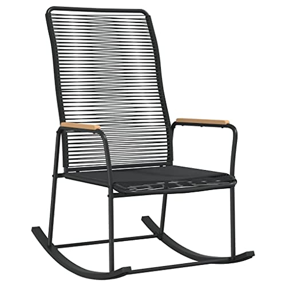BUKSCYJS Camping Rocking Chairs,Rocking Chairs for Outside,Rocking Chairs for Outside Foldable,Rocking Lawn Chairs Foldable with Shocks,Patio Rocking Chair Black 23.2"x31.3"x40.9" PVC Rattan