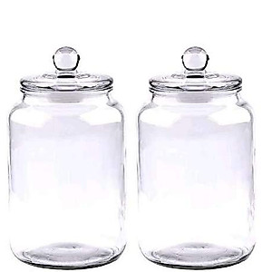 Glass Jars 64oz,Candy Jar with Lid For Household,Food Grade Clear Jars (2 Pack)