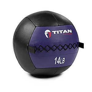 Titan Fitness Soft Leather Medicine Wall Ball 14 lb. Durable, Endurance, Cardio, Core Strength