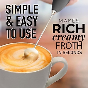 2 in 1 Milk Frother for Coffee - Durable Handheld Frother Electric Drink Mixer Handheld, Mini Electric Whisk for Coffee, Matcha, eggs, etc (With Stand, Black)